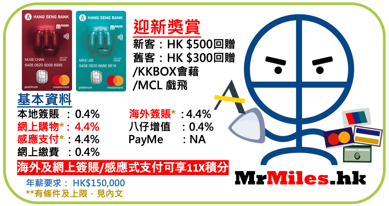 【恒生MPOWER卡】 新/現有客戶都有迎新優惠！高達$700 Cash Dollars迎新優惠！ 指定簽賬高達4.4%Cash ...