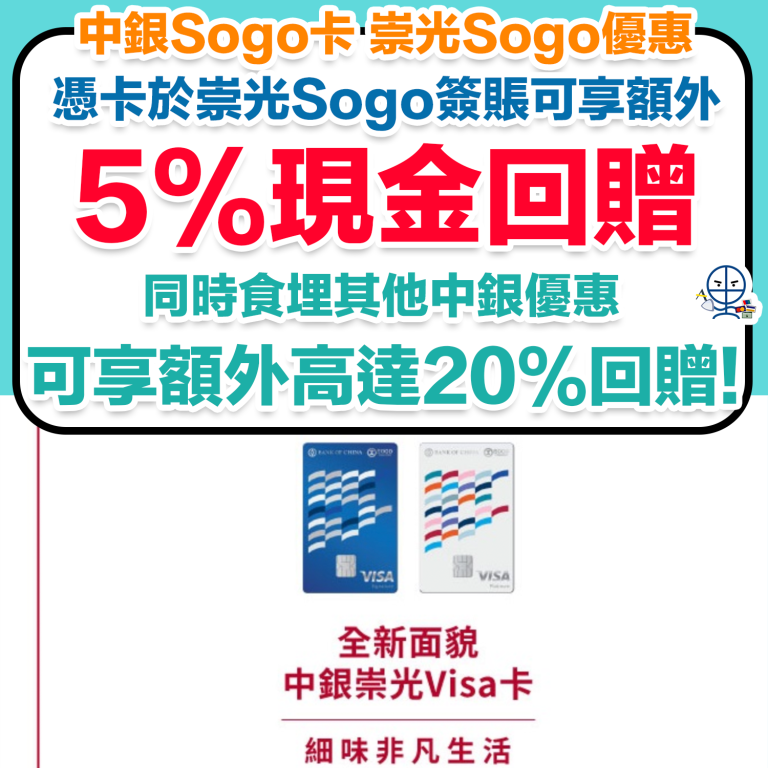 【中銀 崇光Sogo優惠】中銀Sogo卡農曆新年崇光簽賬額外5%現金回贈！連埋狂賞派賺高達20%現金回贈！ | 里先生 Mr. Miles
